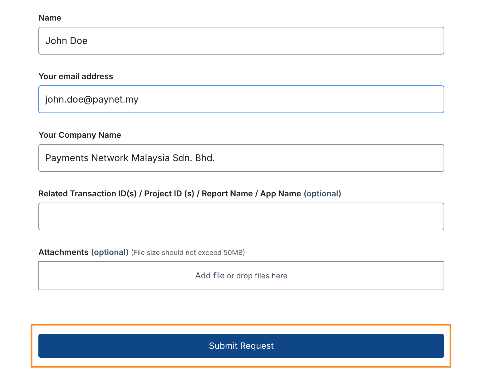 Request Support | PayNet APIs Documentation